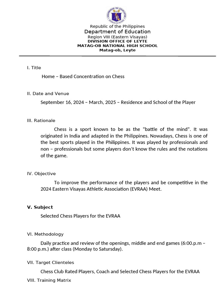 Home Based Concentration Training Matrix For EVRAA MEET 2024 | PDF ...