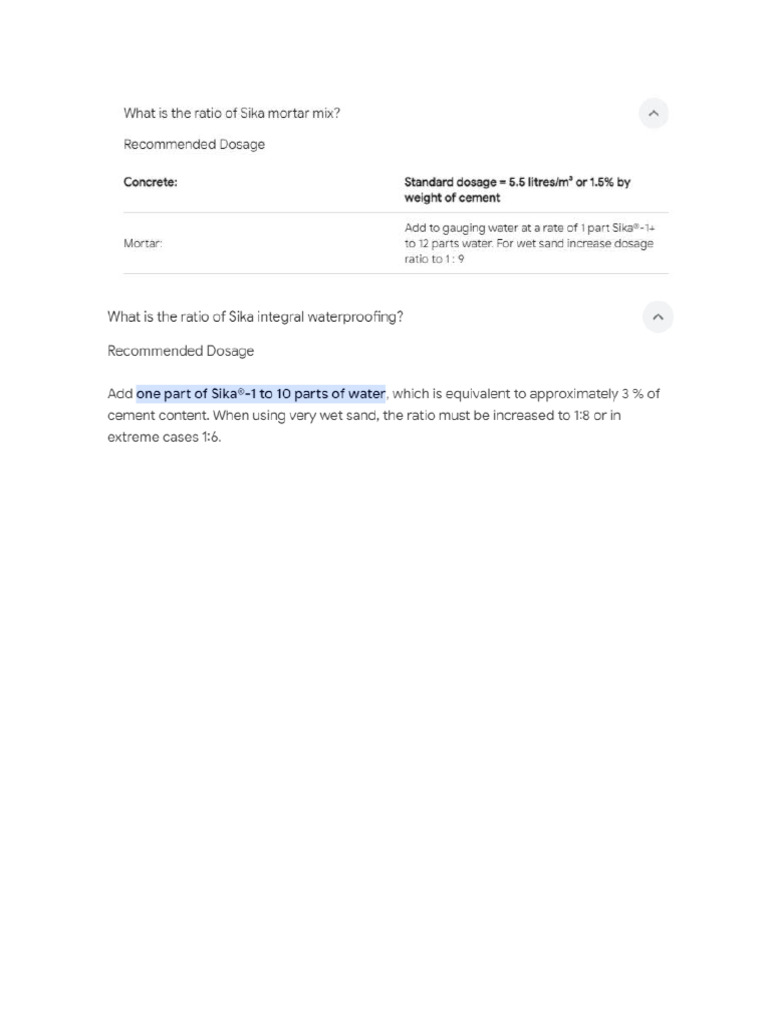 Sika Admixture | PDF