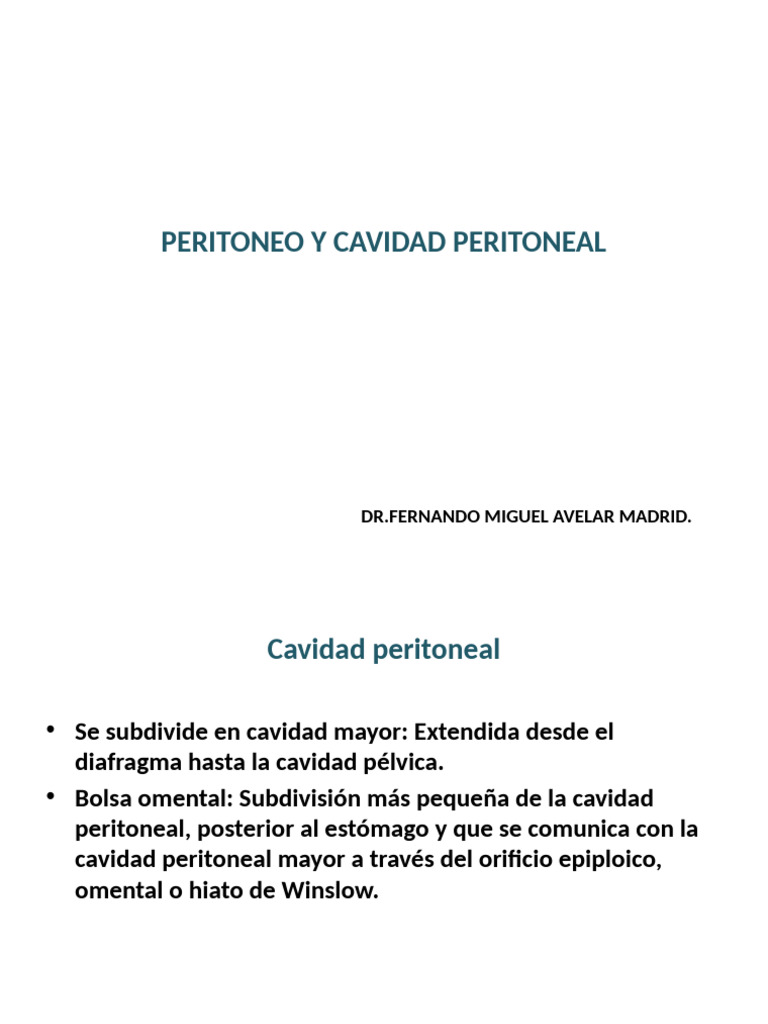 clase PERITONEO Y CAVIDAD PERITONEAL | PDF