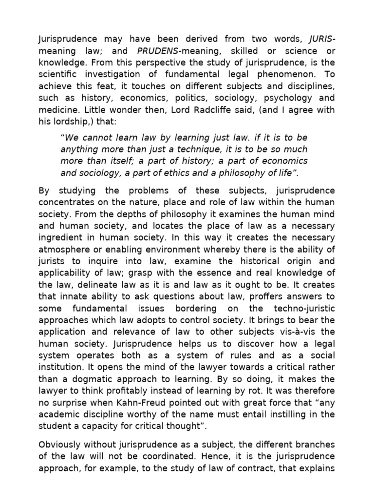 Understanding Jurisprudence and Law | PDF | Jurisprudence | Social Science