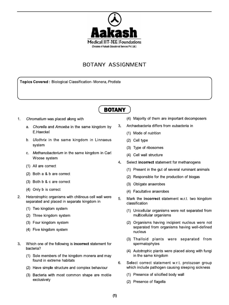 Biological Classification Assignment | PDF