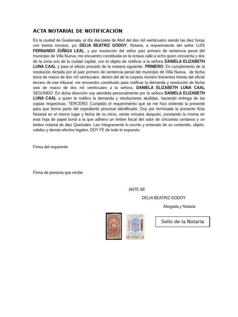 Acta Notarial de Notificación | PDF Acta Notarial de Notificación | PDF