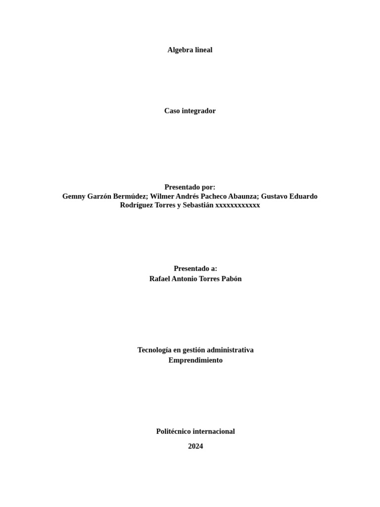 Caso Integrador Matrices, Algebra Lineal | PDF