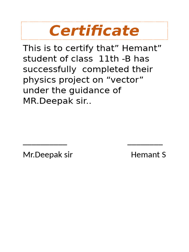 Physics Certificate | PDF