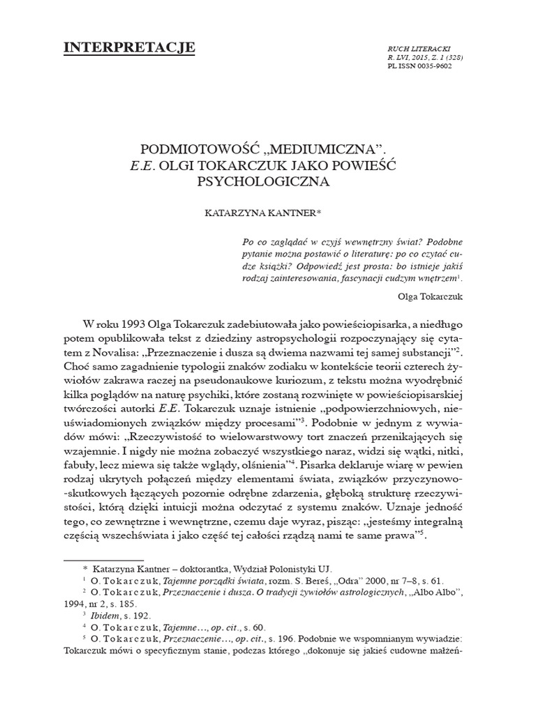 Podmiotowość Mediumiczna E E Olgi T | PDF