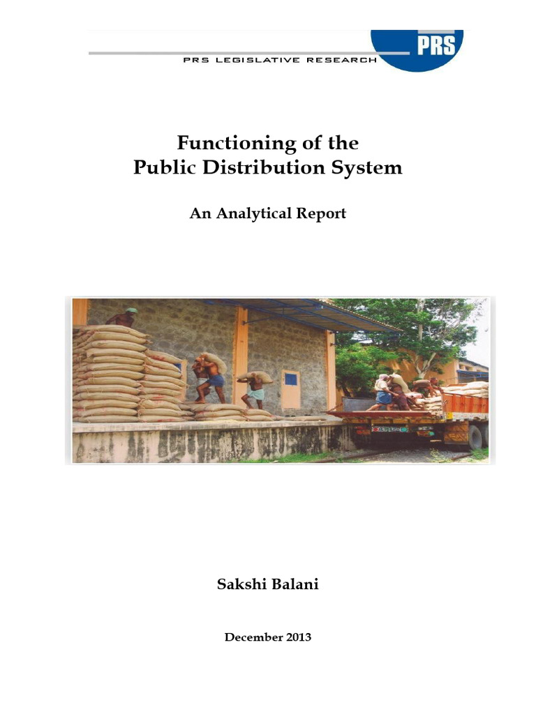 Balani - PDS Report 2013 - TPDS Thematic Note | PDF | Economy Of India