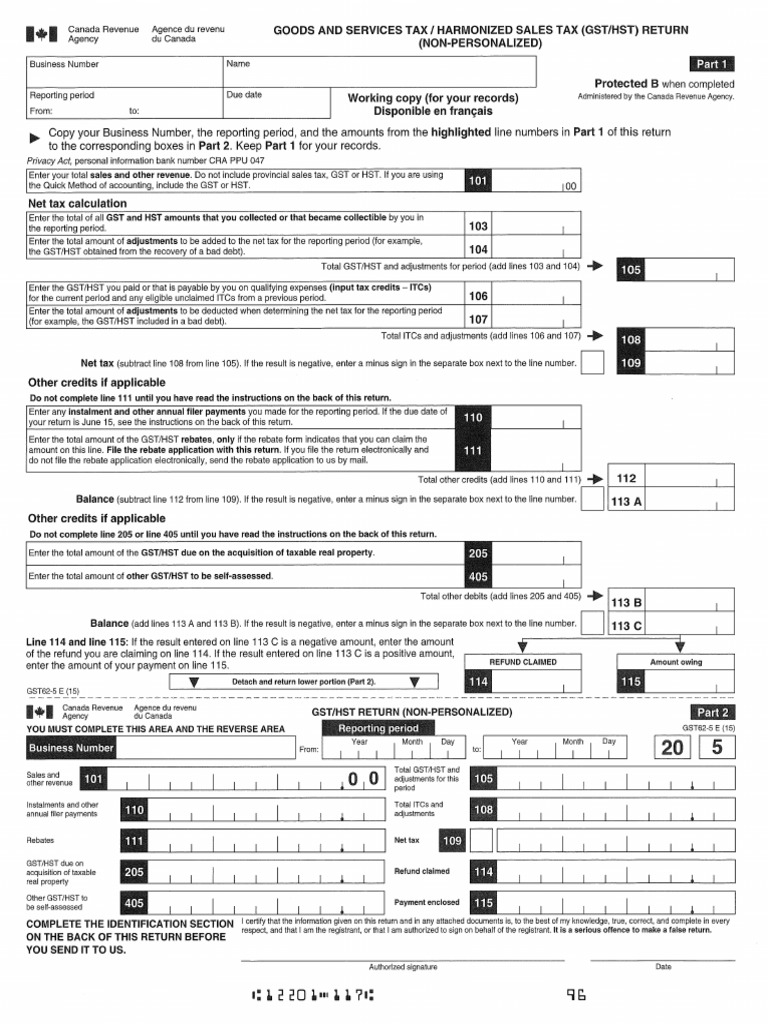 GST-HST Return (Non-Personalized) | PDF