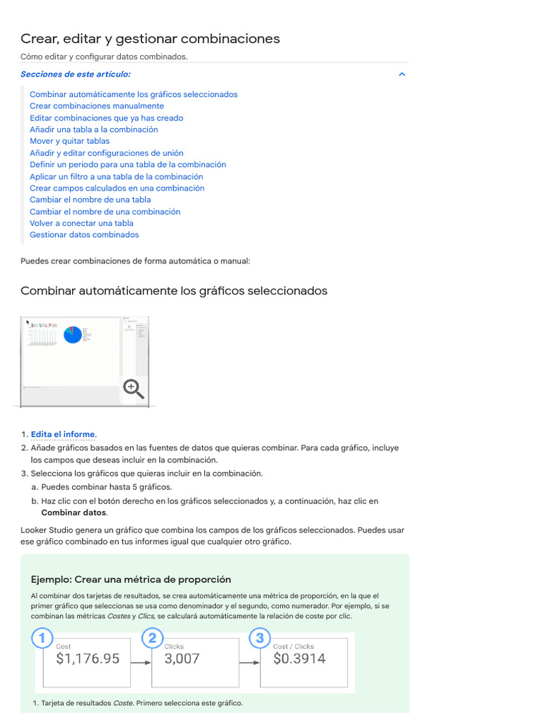Crear, Editar y Gestionar Combinaciones: Combinar Automáticamente Los Grá Cos Seleccionados | PDF