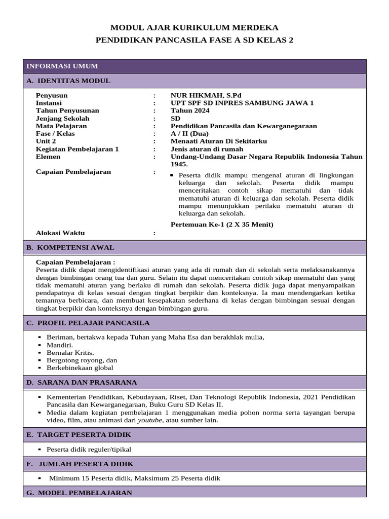 BAB 2 - MA PPKN Kls 2 | PDF