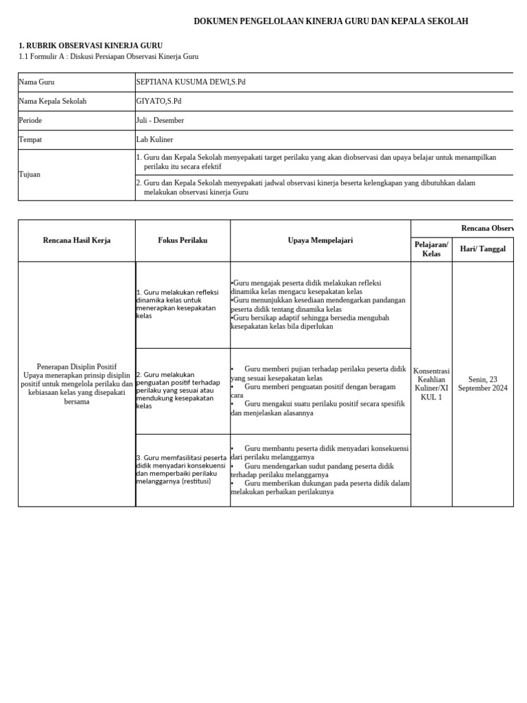 Form Observasi Guru_Rev | PDF