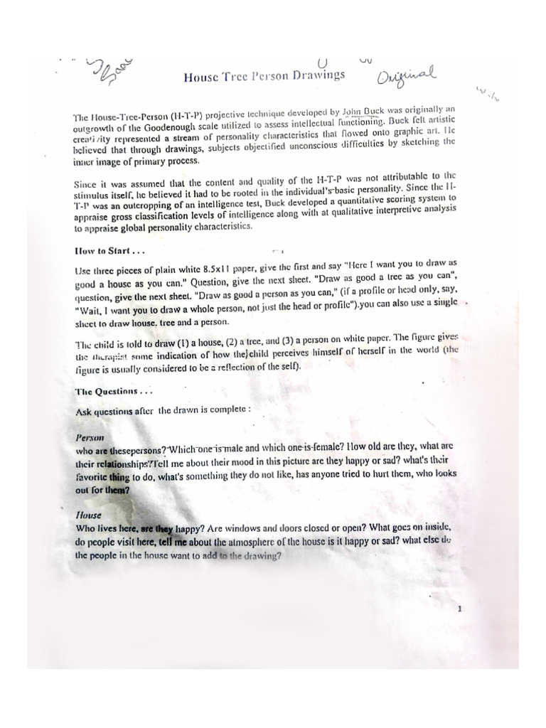 House Tree Person (HTP) Manual | PDF