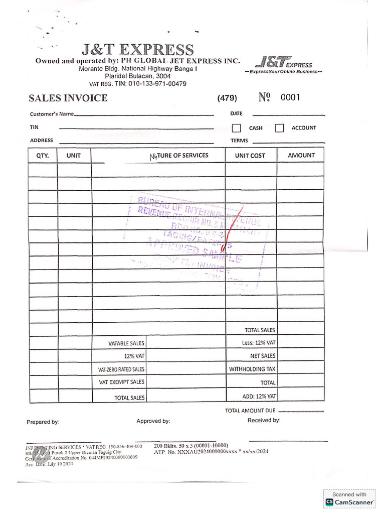 CP-PLARIDEL SALES INVOICE ATP 0001-10000- 479 | PDF