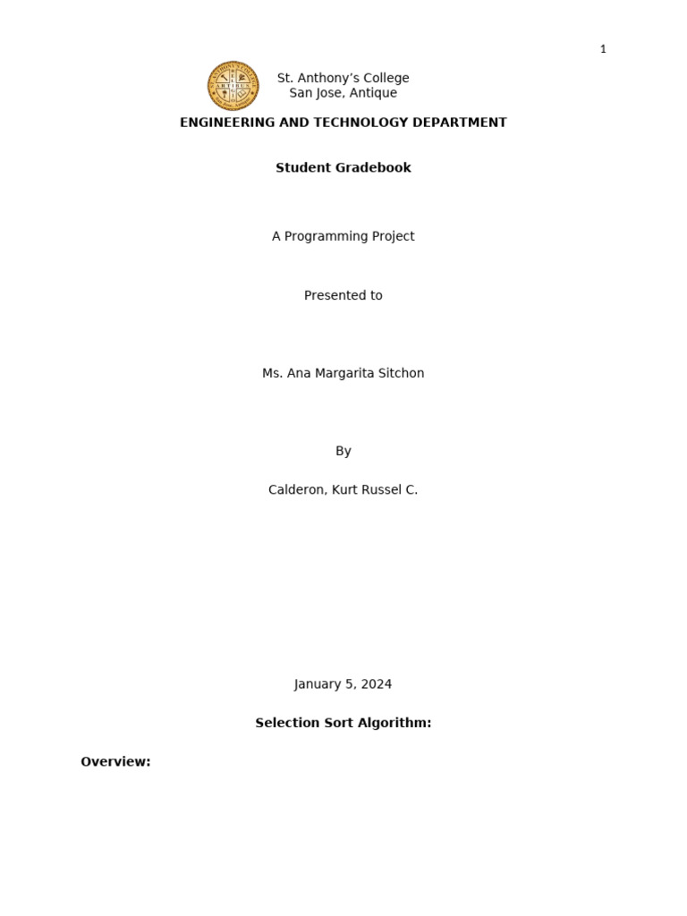 Documentation in CC104 Student Gradebook | PDF | Software Engineering | Computer Science