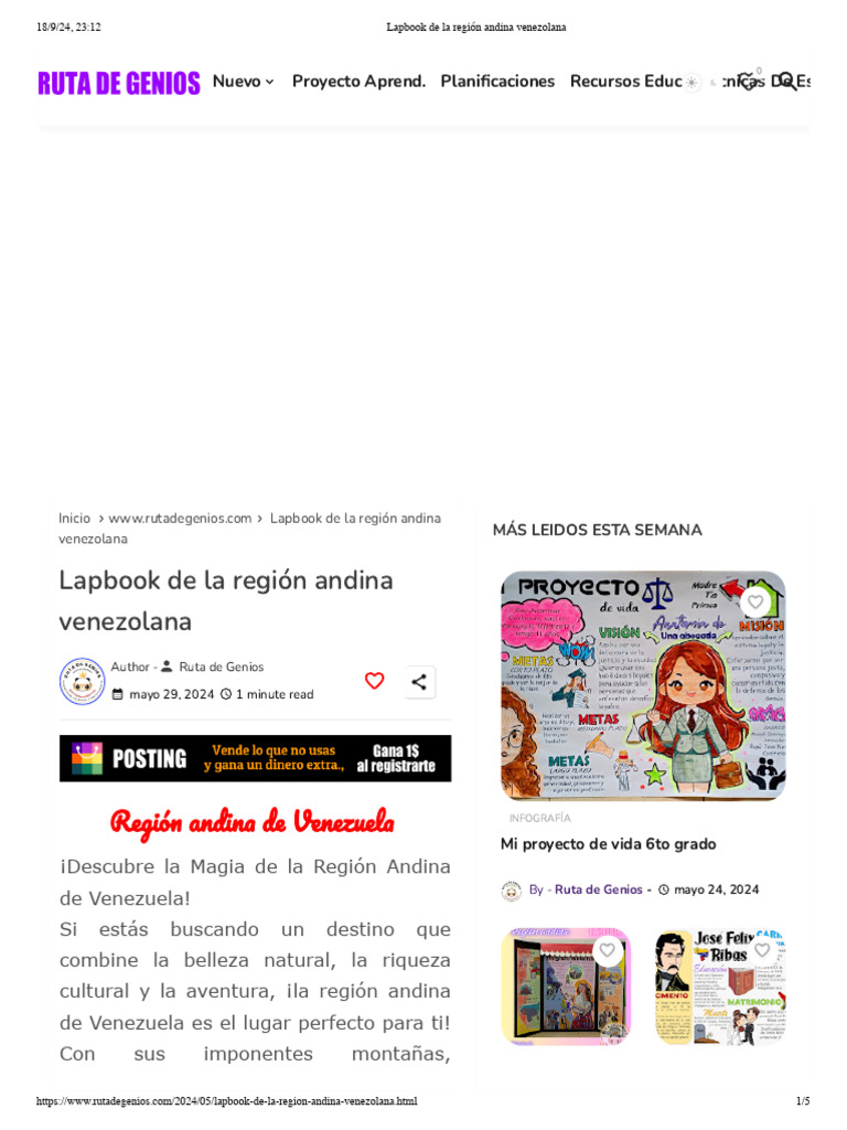 Lapbook de la Región Andina Venezolana | PDF | Venezuela