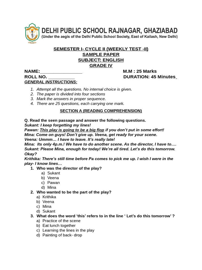 _WT2_Sample_Paper_grade_4_English1 (august) | PDF