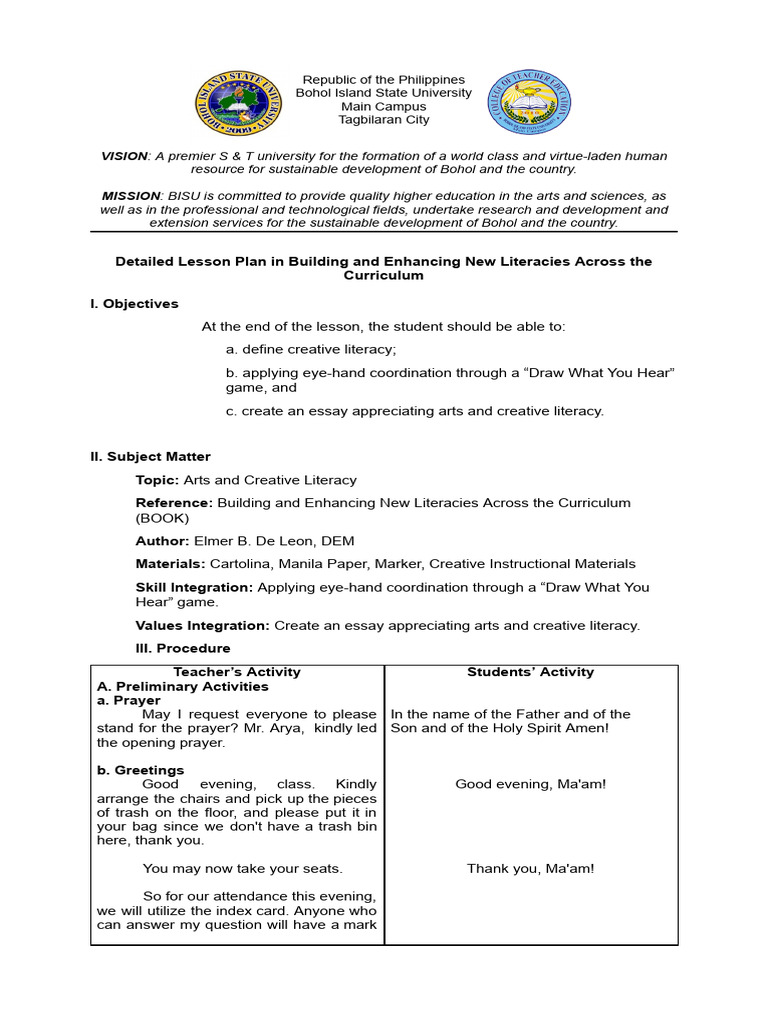 Lesson Plan (Day 1) | PDF | Creativity | Cognitive Science