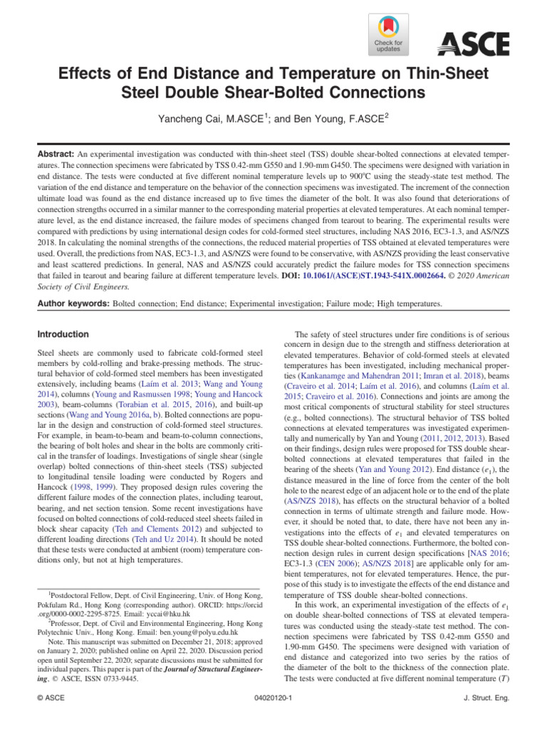 Cai Young 2020 Effects of End Distance and Temperature on Thin Sheet ...