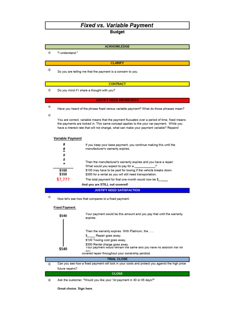 Fixed Vs Variable | PDF