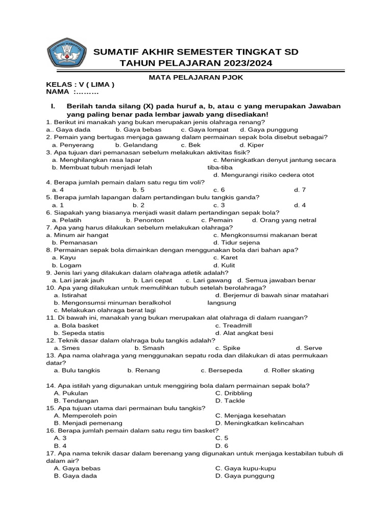 Sas 2 Kelas 5 - Pjok | PDF