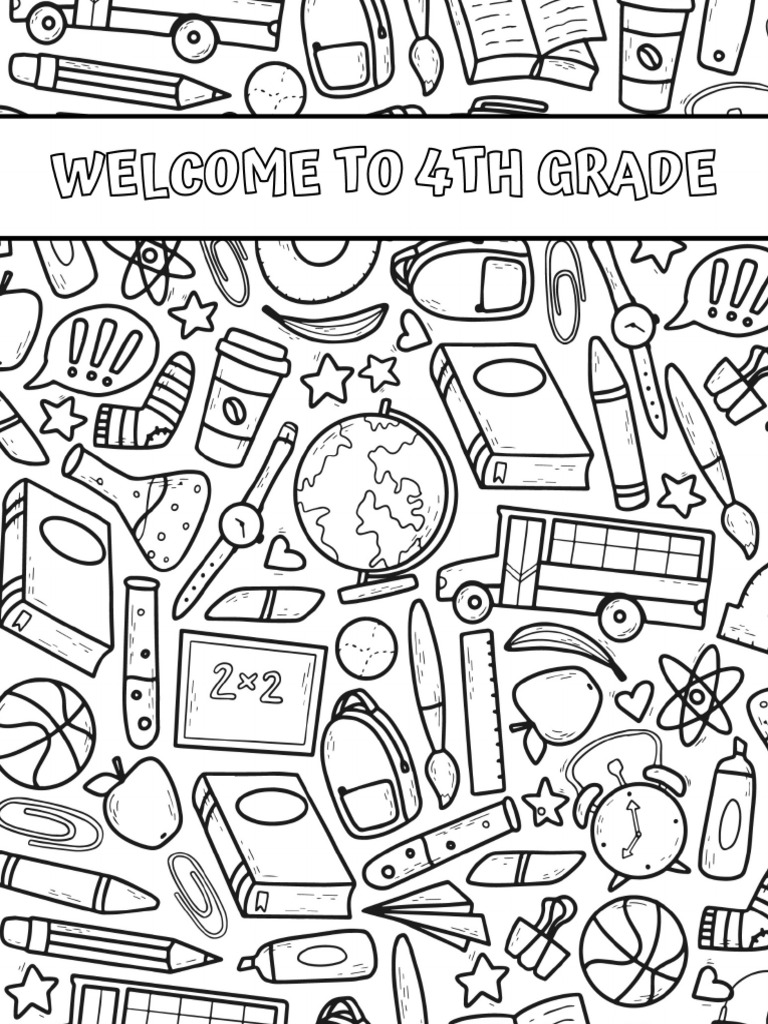 Black and White Back To School Coloring Page | PDF