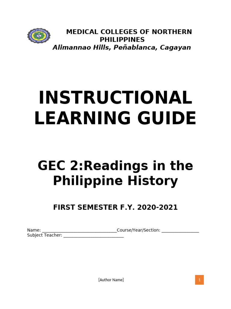 ILG Readings in The Philippine History - GEC 2 | PDF