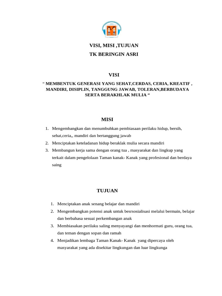 VISI MISI TK BA MMT | PDF