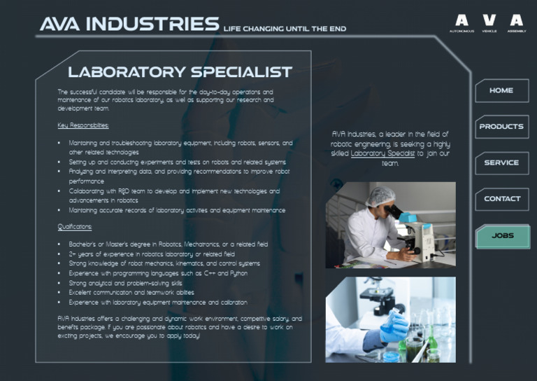 ADA_Handout_AVA_Laboratory-specialist_Job-application | PDF