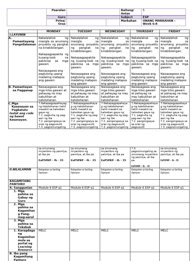 DLL WEEK 6 ESP | PDF