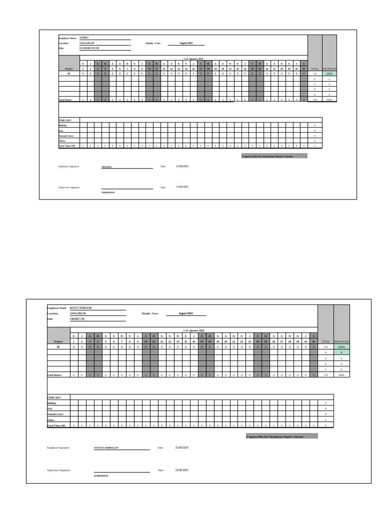 Timesheet Bulanan | PDF