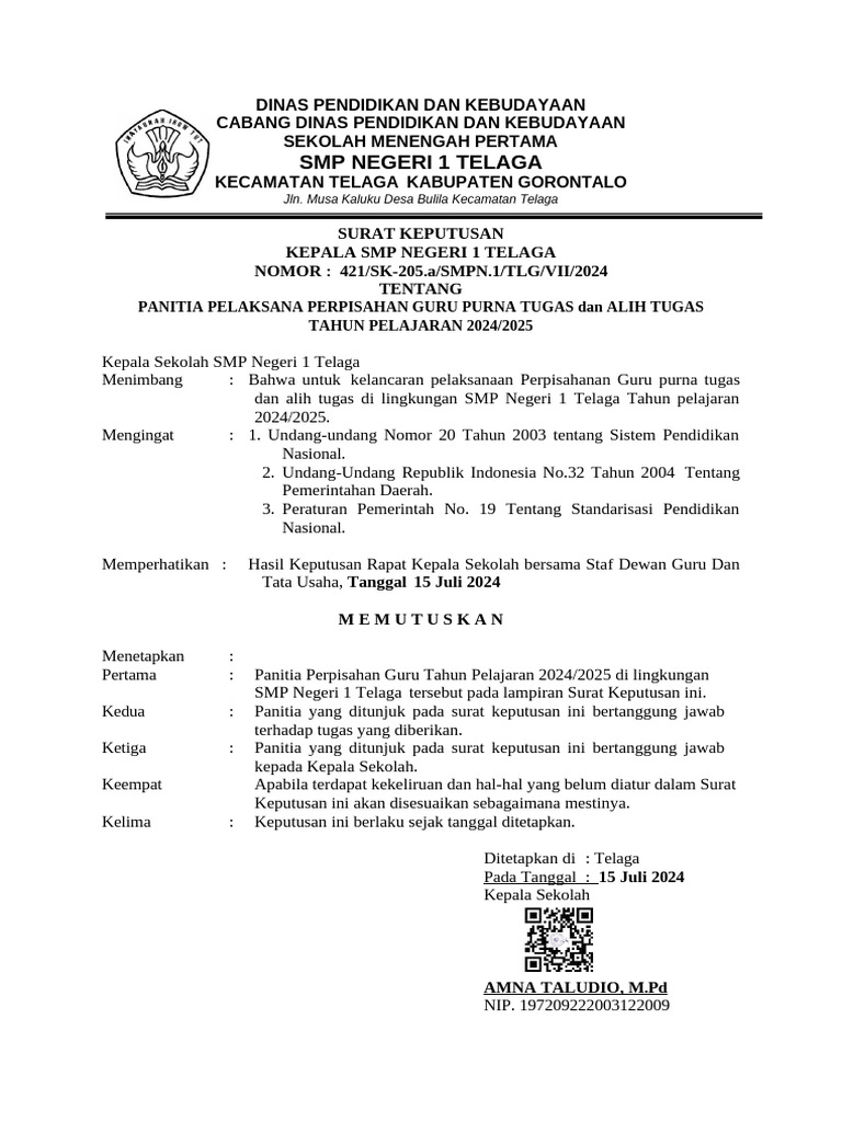 SK_PANITIA_PERPISAHAN_GURU lisna mada | PDF