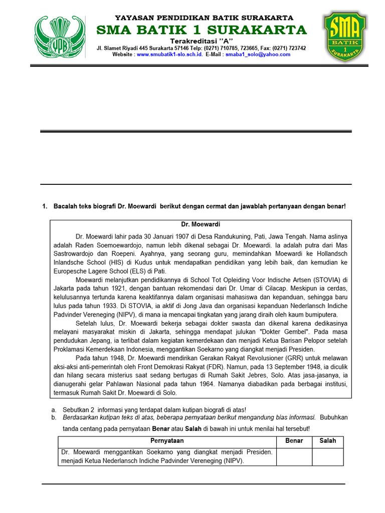 Soal PSTS - B, Ind - Xii - Gasal 2023-2024 | PDF