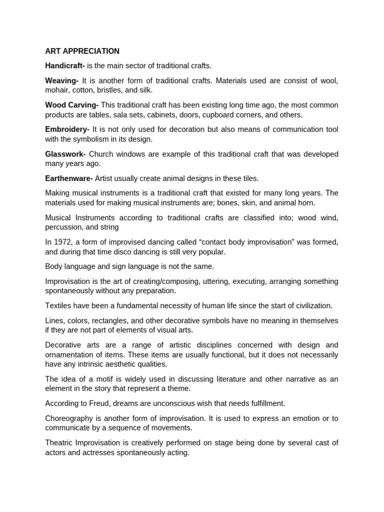 Art Appreciation Reviewer Finals | PDF | Filmmaking | The Arts