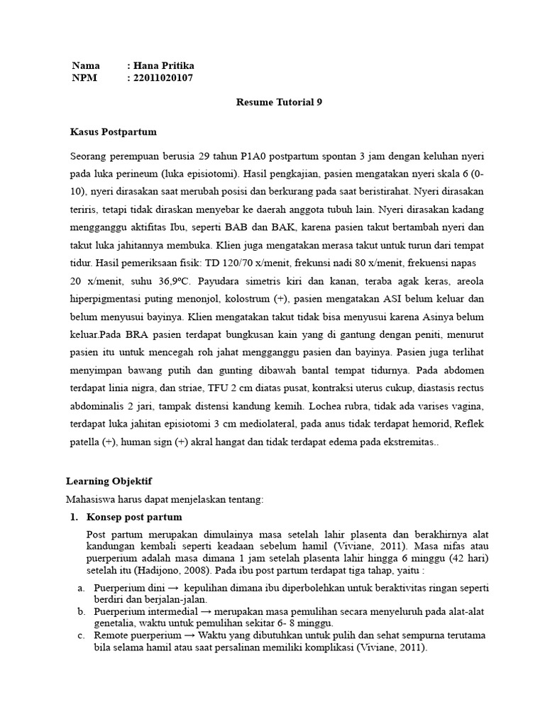 Hana Pritika - 220110200107 - Resume Tutorial 9 | PDF