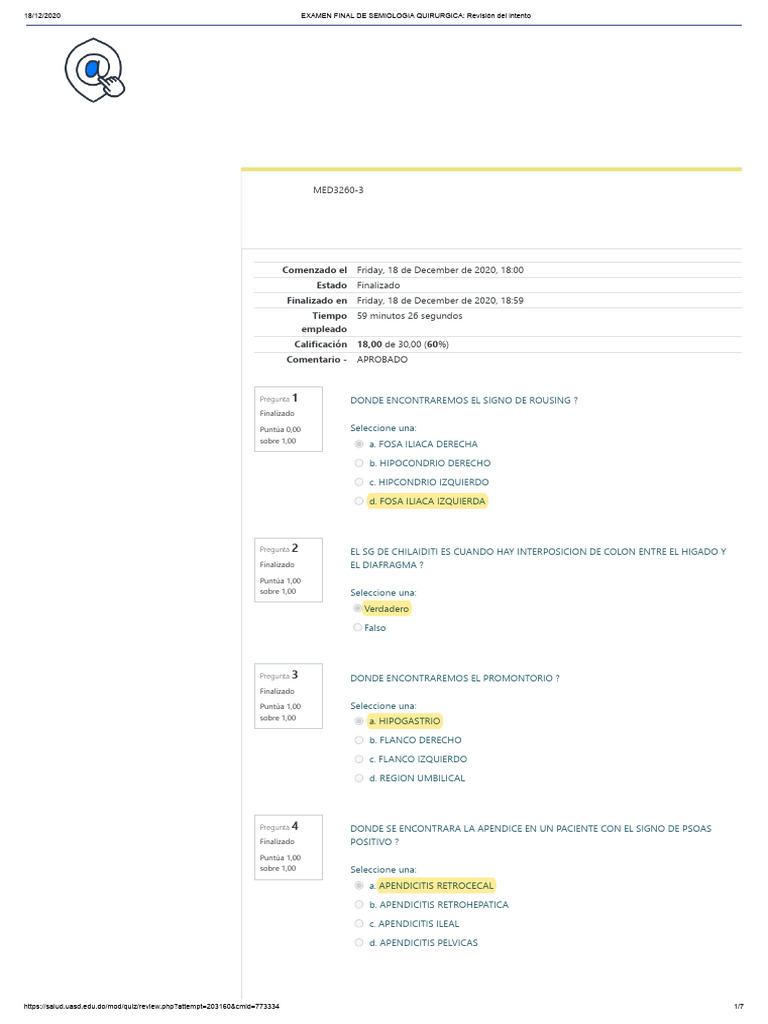 Examenes de Semio Qx. (Unidos) | PDF | Enfermedades y trastornos humanos | Síntomas y signos