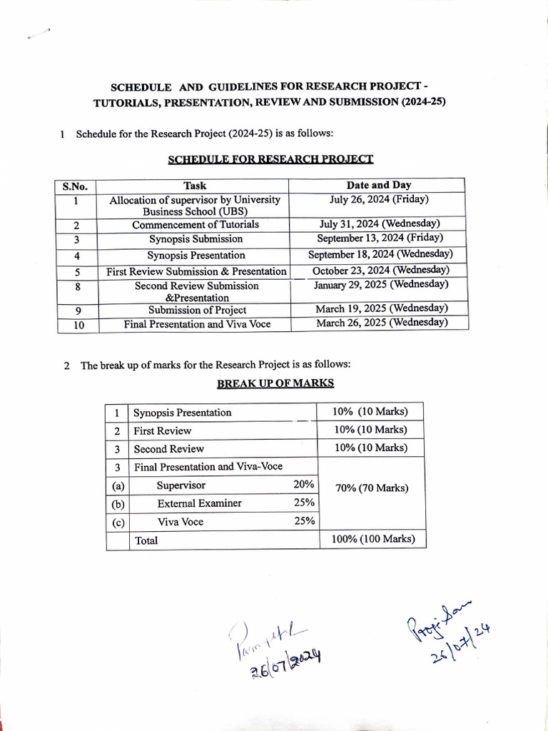 Research Project Schedule 24-25 | PDF