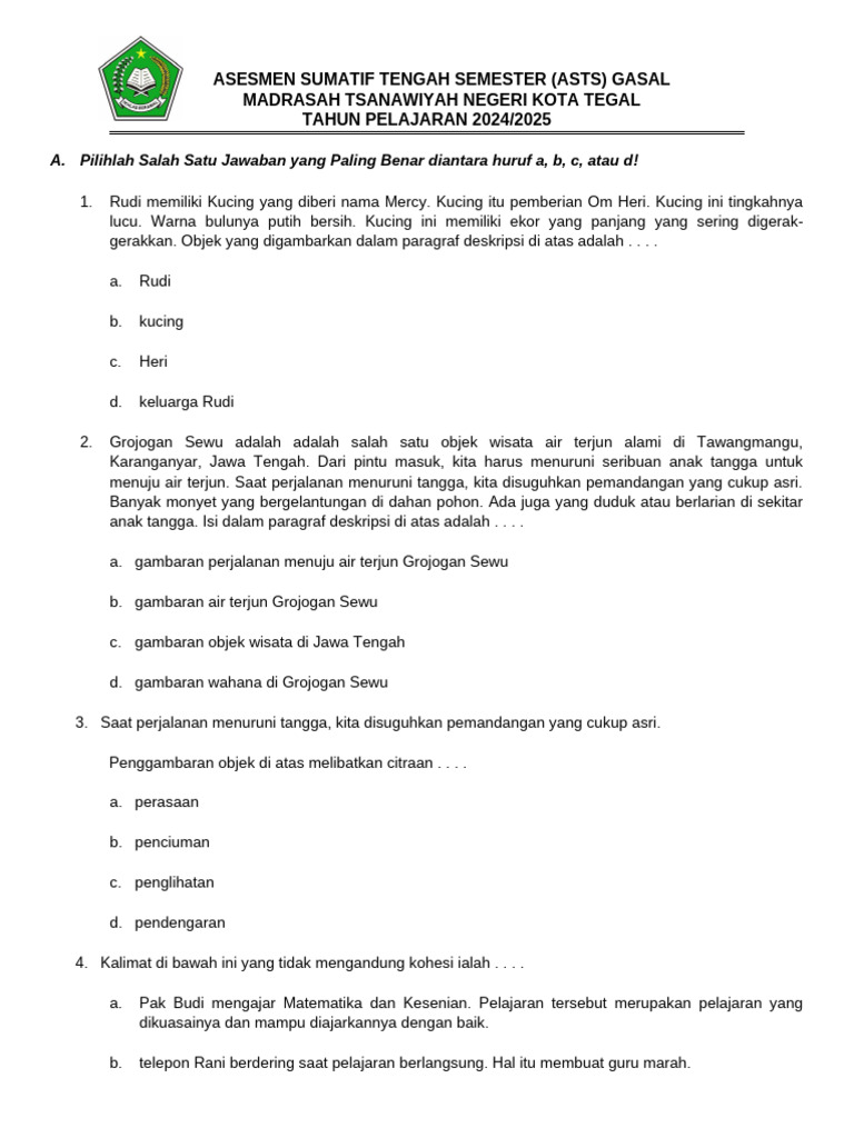 SOAL ASTS GASAL 9, 2024-1 Edit-1 | PDF