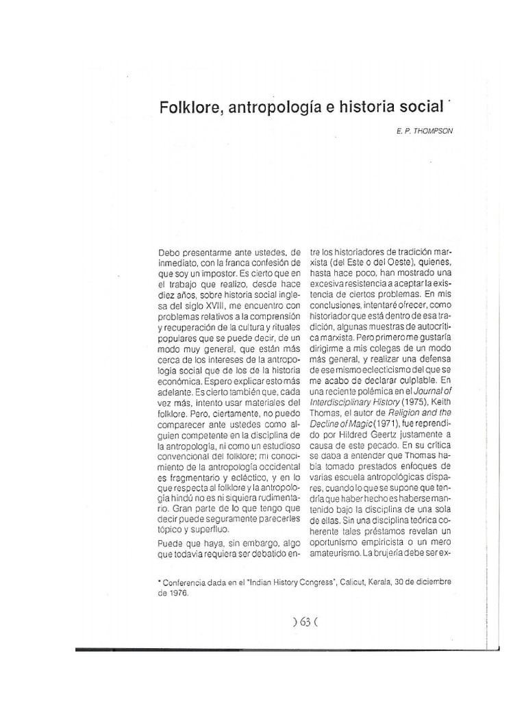 Thompson Edward 1976 Folklore y Antropol | PDF