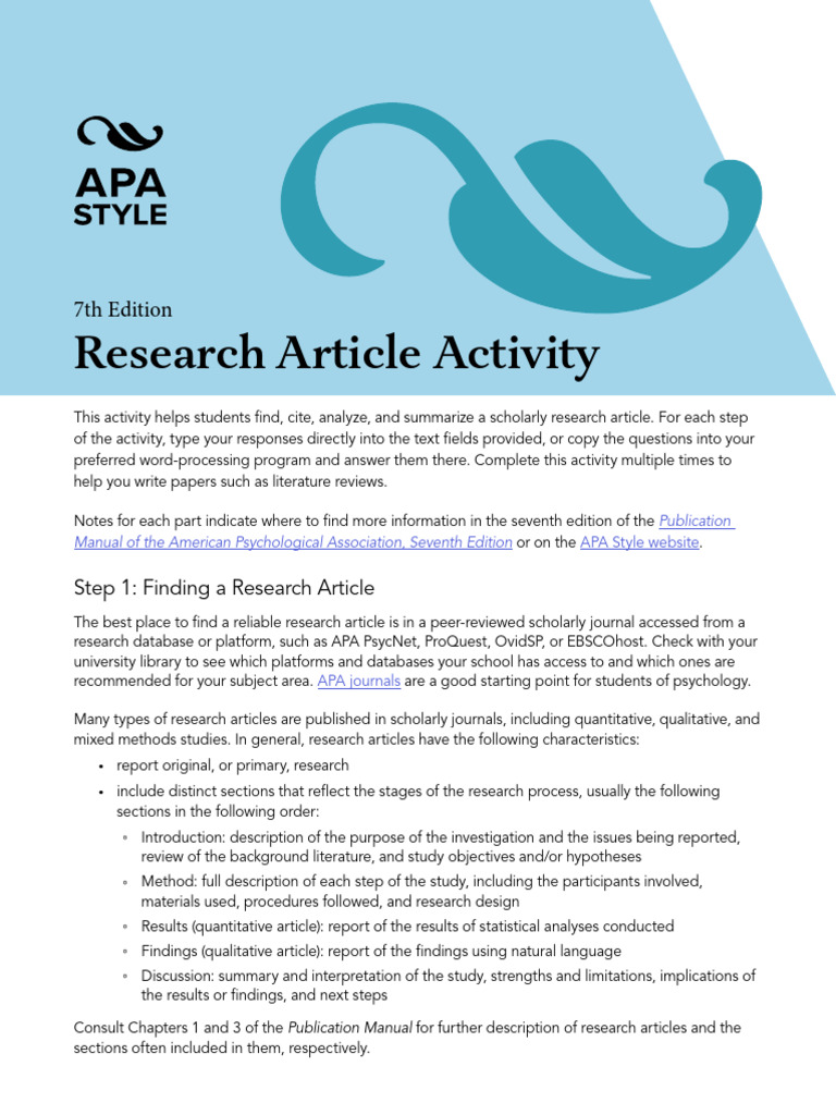 APA 7th Edition Research Article Guide | PDF | Apa Style | Career & Growth