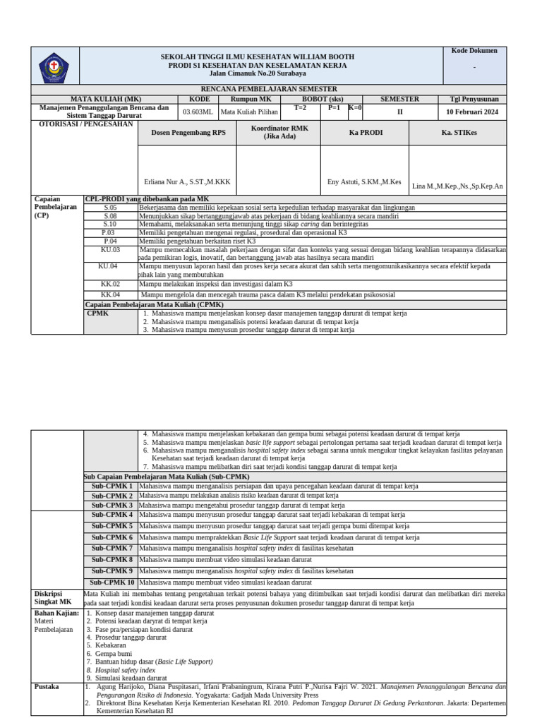 RPS Manajemen Bencana - Retty | PDF