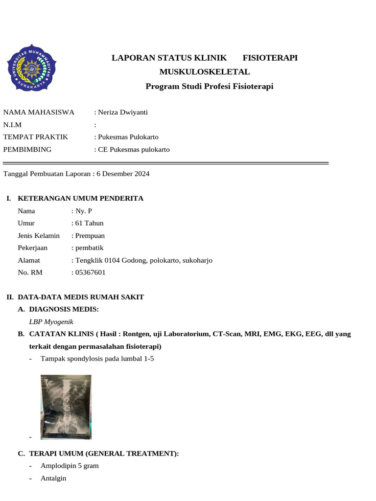 SK Myalgia Profesi Neriza | PDF