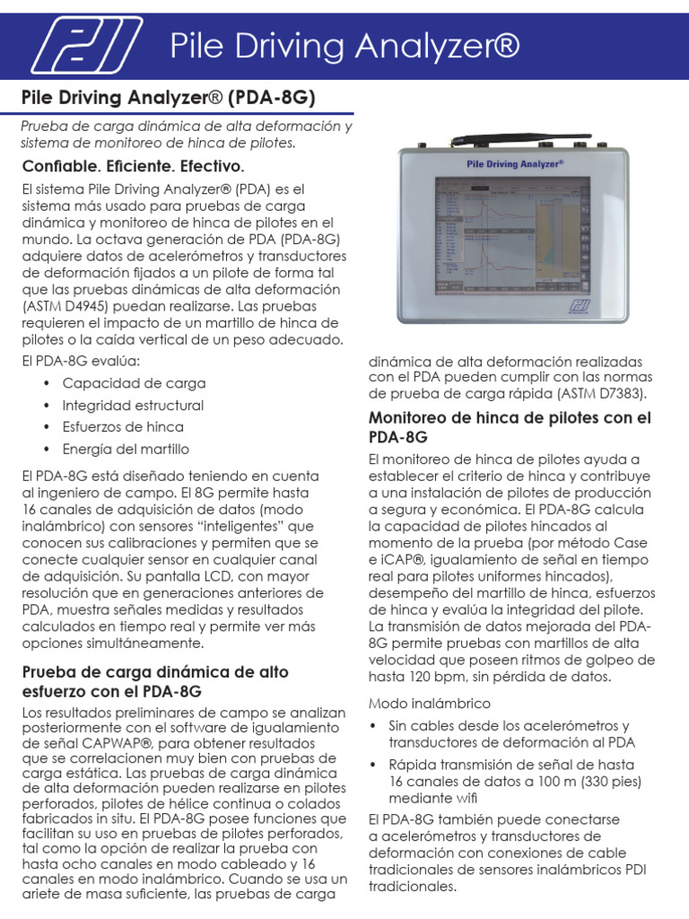 PDA 8G PDI Spanish ProductDetail | PDF