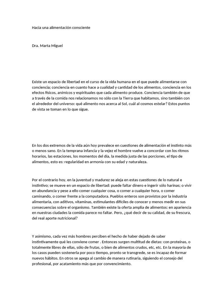 Hacia Una Alimentación Consciente | PDF | Alimentos | Relaciones ...