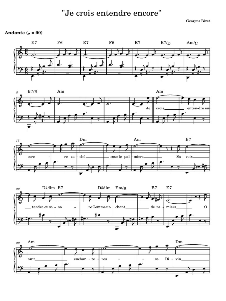 Je Crois Entendre Encore Bizet | PDF
