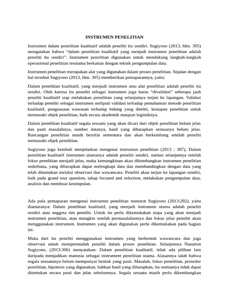Instrumen Utama Penelitian Kualitatif | PDF