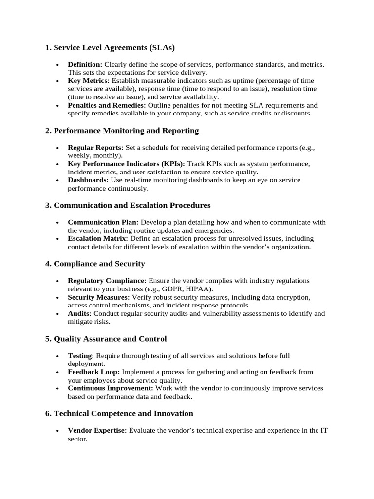 Service Level Agreements (Slas) | PDF