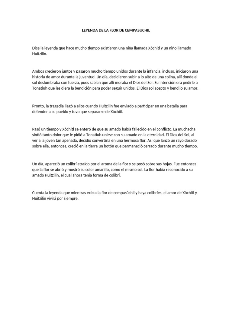 Leyenda de La Flor de Cempasuchil | PDF