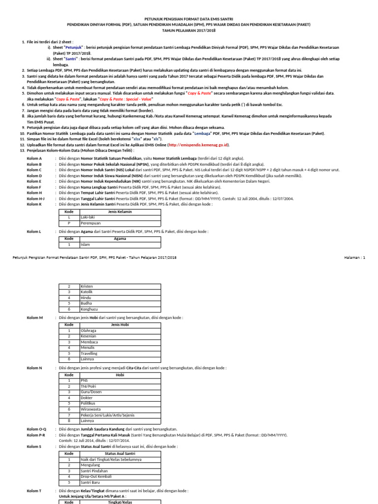 Form Emis LPQ (Santri) - 2 | PDF