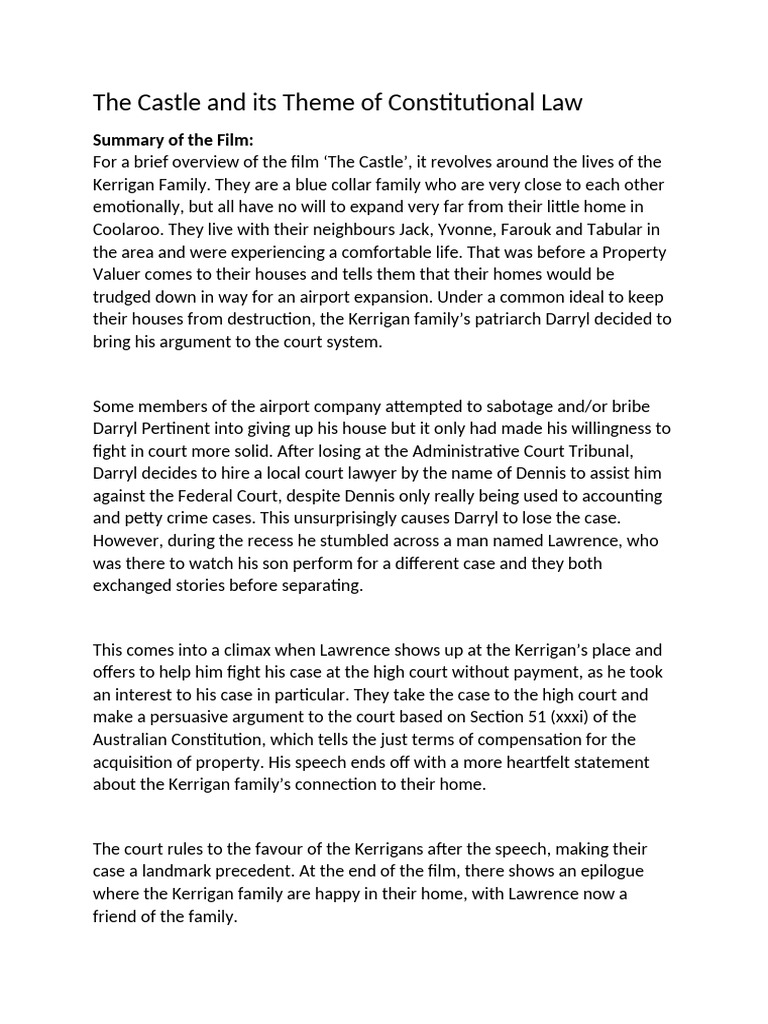 Commerce Assessment Task The Castle (2022) | PDF | Justice | Crime ...