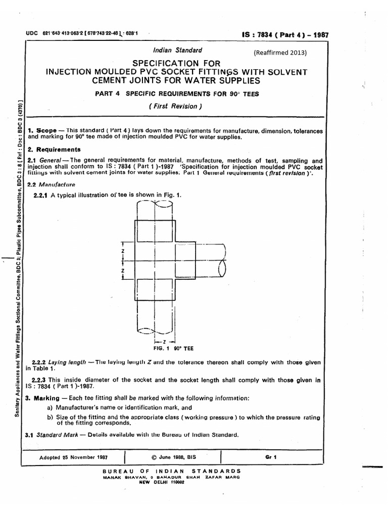Specification FOR Injection Moulded PVC Socket Fittings With Solvent ...