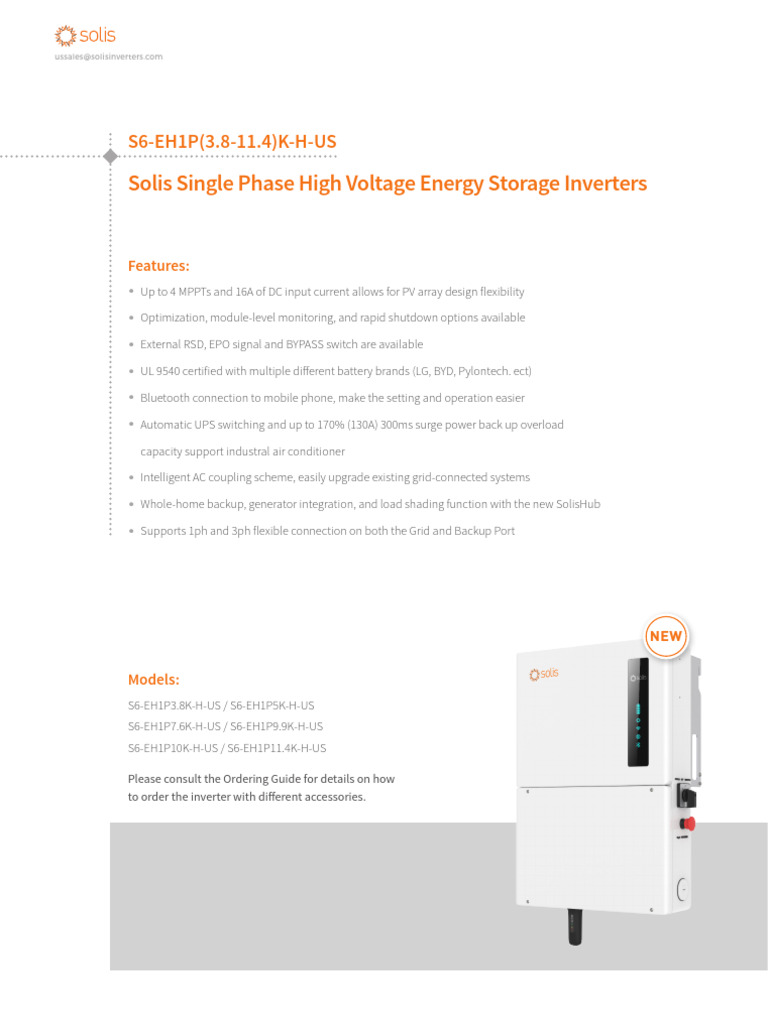 Solis - Datasheet - S6 EH1P (3,8 11,4) K H US - USA | PDF